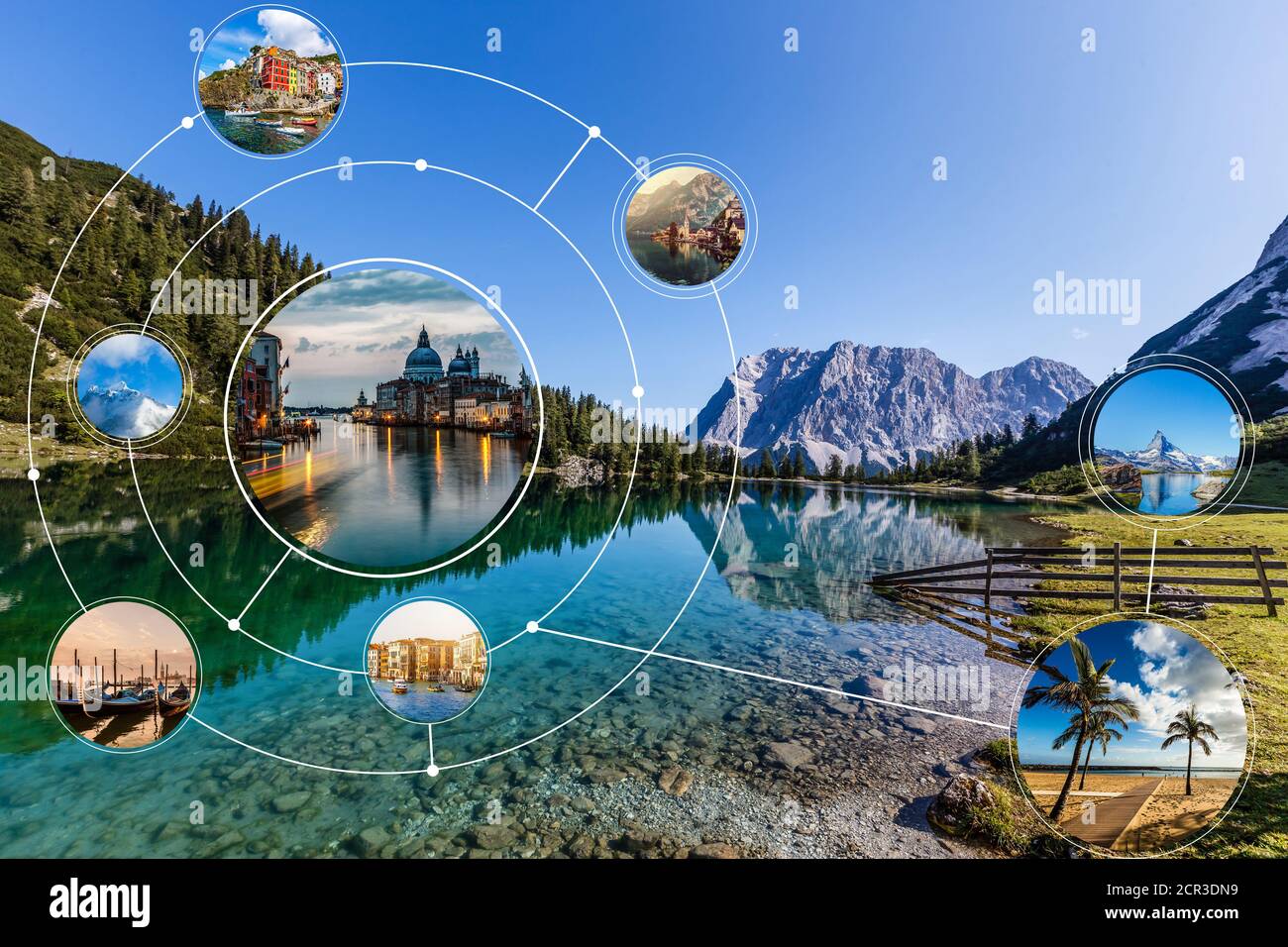 travel places collage, photos of the best travel destinations Stock ...