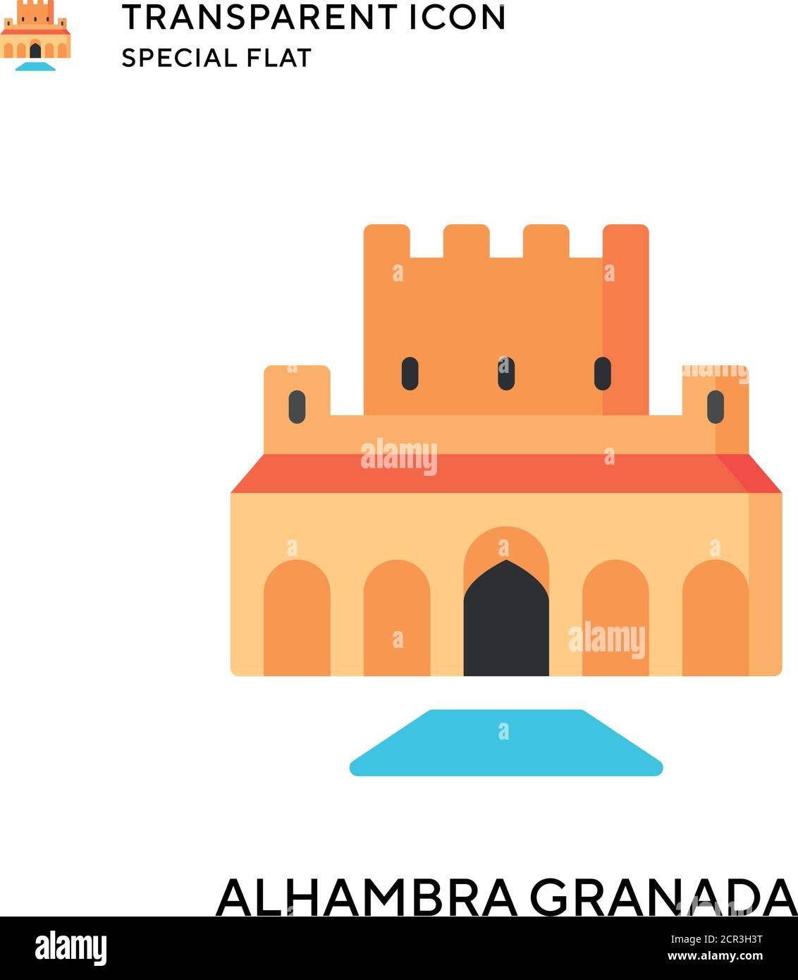 Alhambra granada vector icon. Flat style illustration. EPS 10 vector ...
