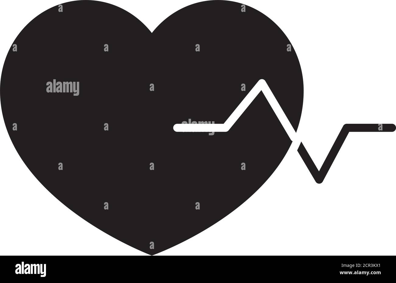 cardio heart icon over white background, silhouette style, vector ...