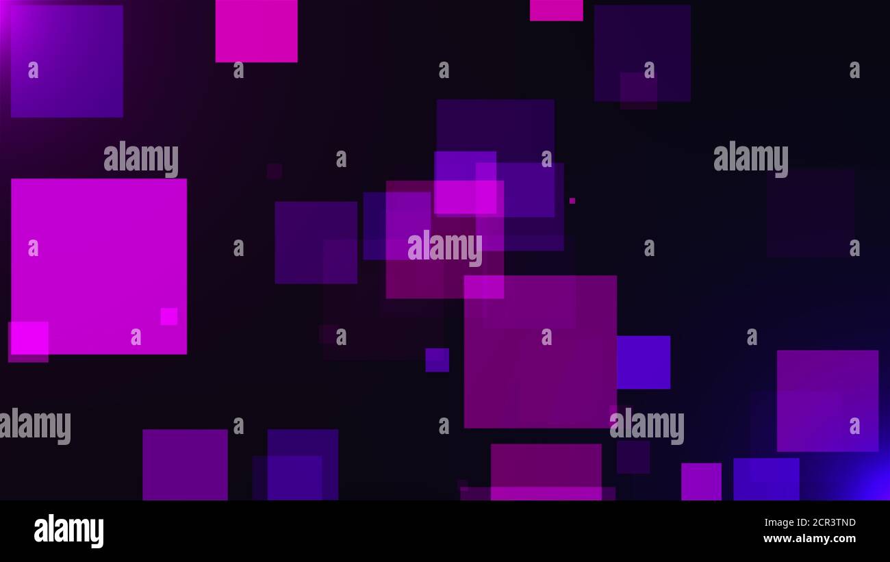Abstract dark background with flying transparent squares. Computer ...