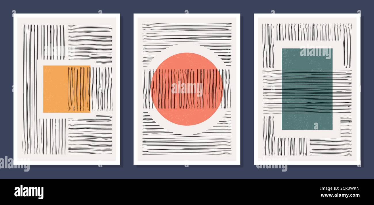Minimalistic geometric vector art wall posters. Set of minimal 20s ...