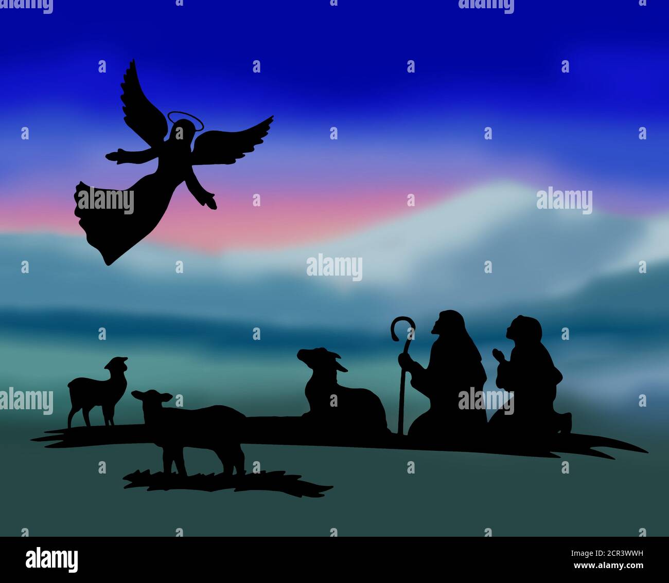 Shepherds silhouette , angels Stock Photo - Alamy