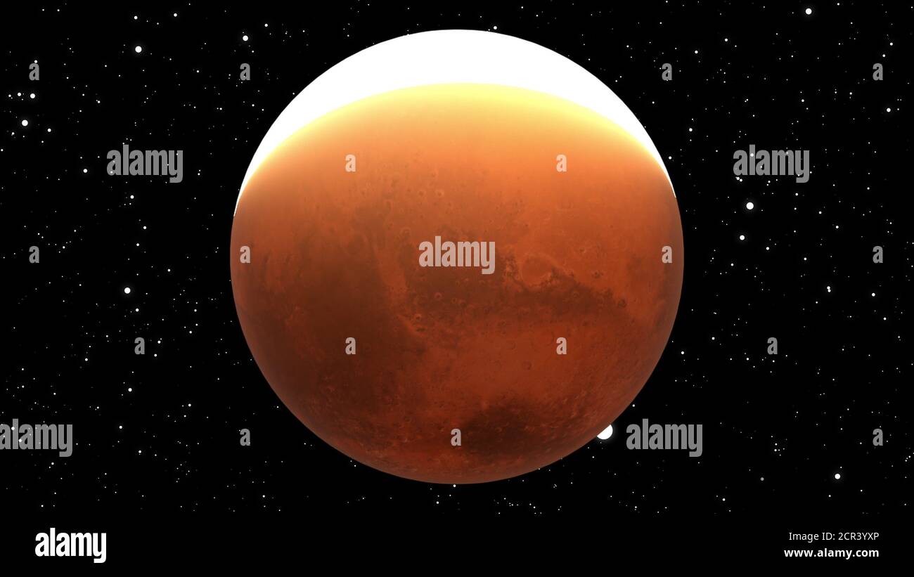 Planet Mars with shine, computer generated. 3d rendering of realistic ...