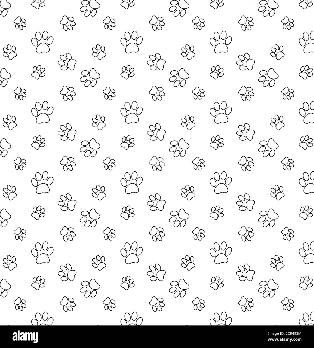 Dog paw, cat paw seamless pattern. cartoon repeat paw wallpaper ...