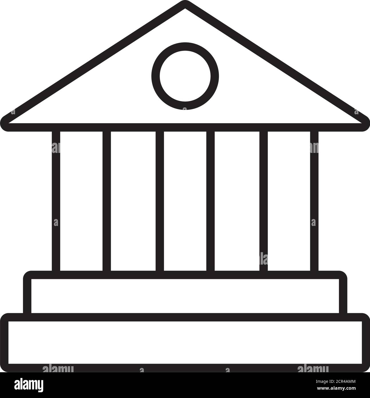 law building icon over white background, line style, vector ...