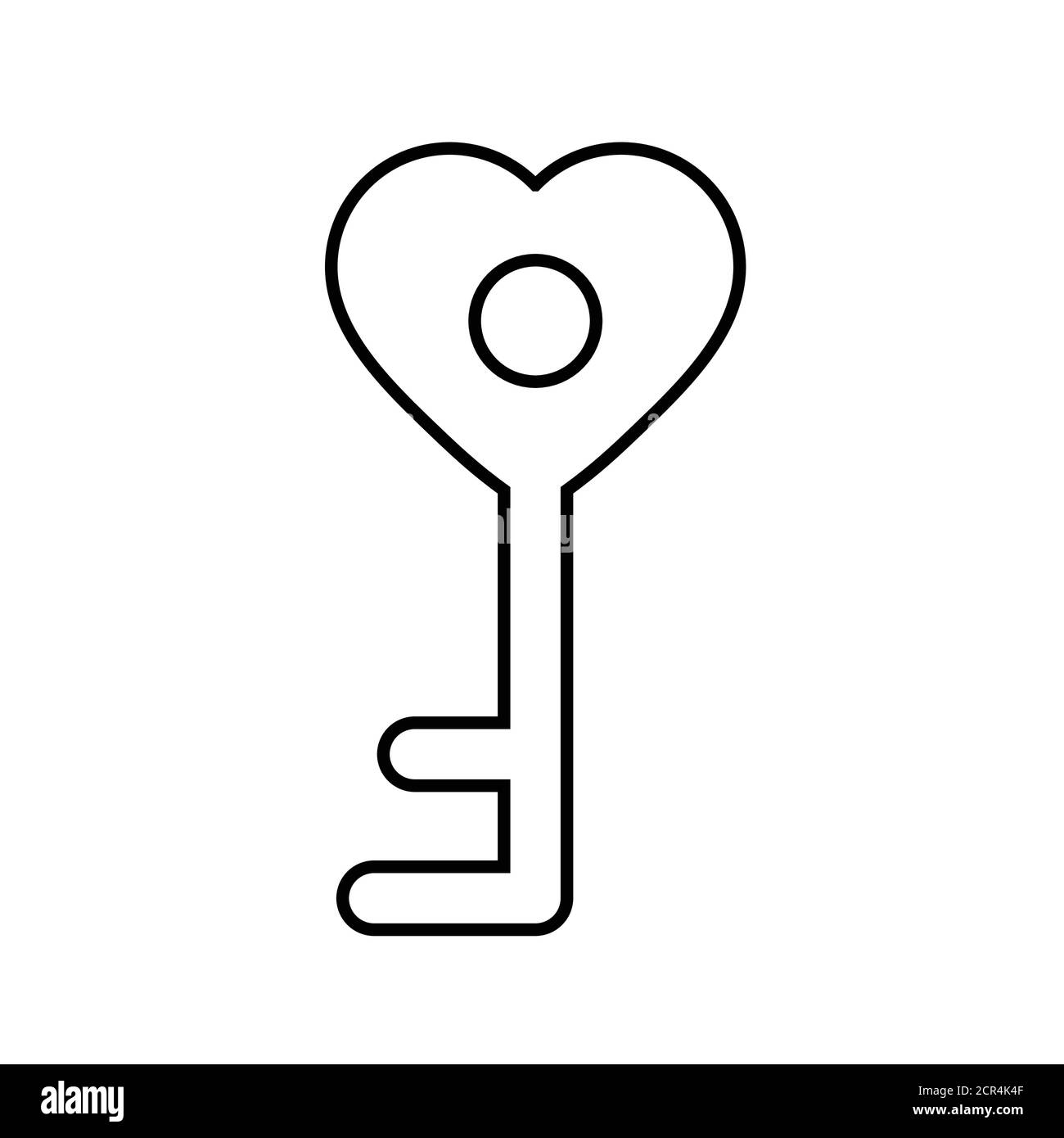 key icon with heart. love icon. logo/ simple unlock symbol/ black ...