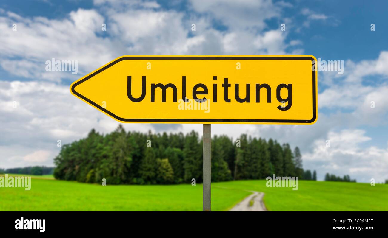 Sign diversion in green nature Stock Photo - Alamy