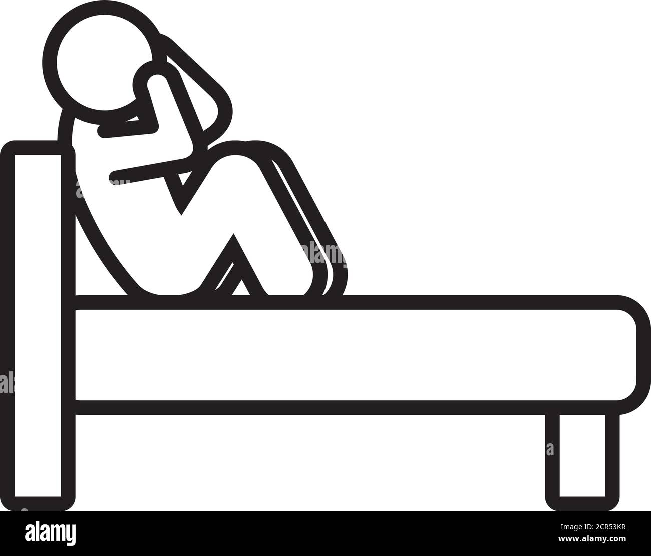Sad man sitting on bed Stock Vector Images - Alamy