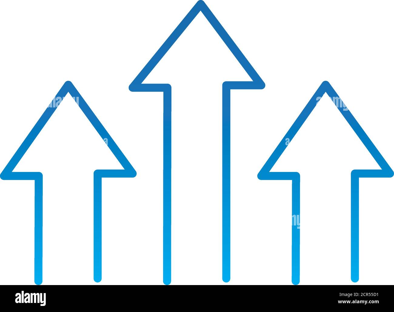 arrows up direction guide, gradient blue line icon vector illustration ...