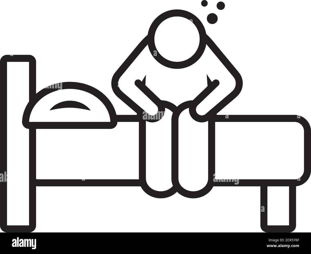 insomnia design, Sleepy man sitting on his bed icon over white ...