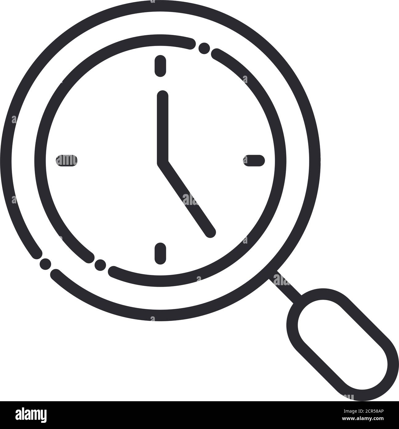 search icon, magnifying glass clock time vector illustration thin line ...