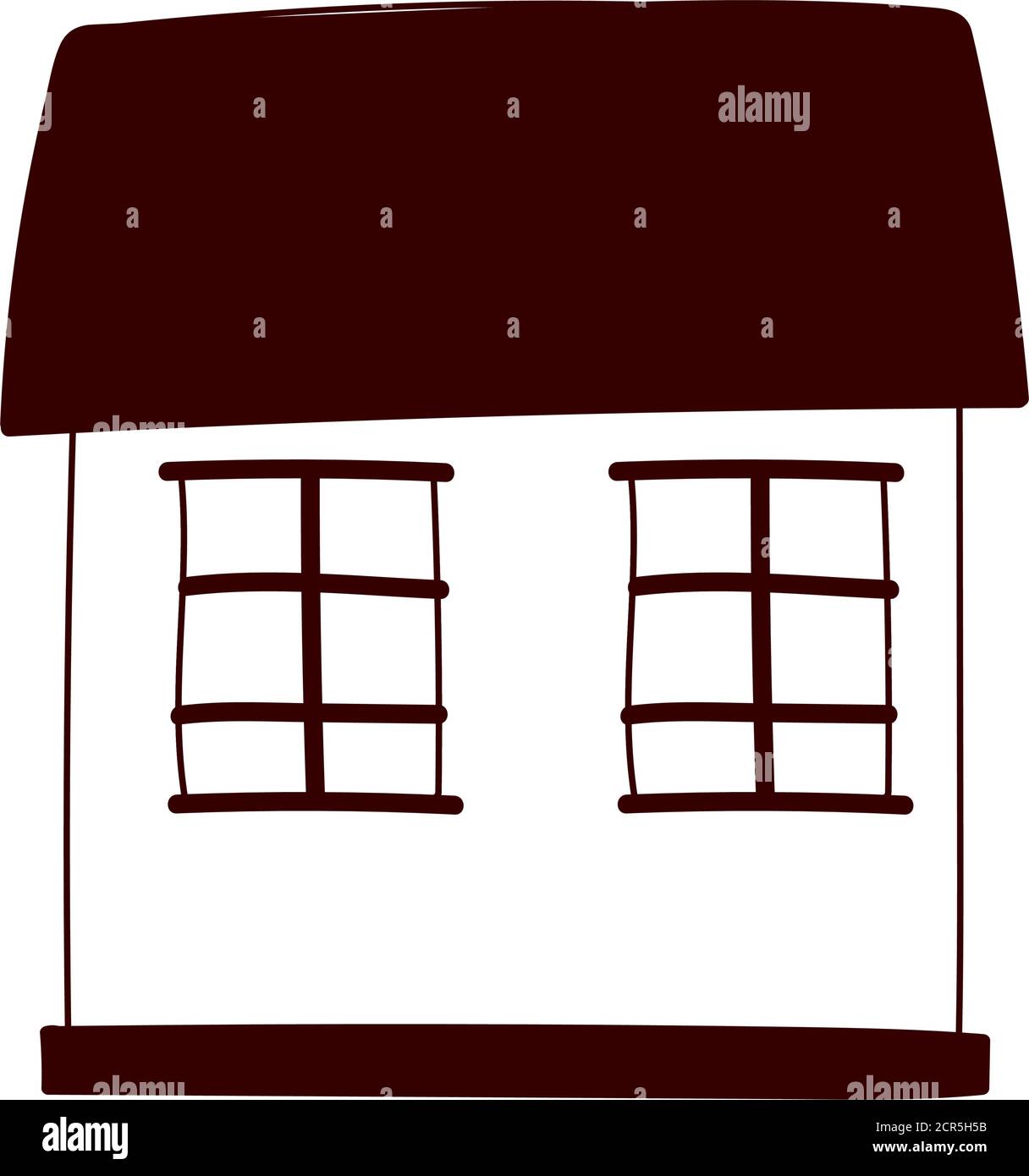 cottage cartoon two windows facade isolated design white background ...