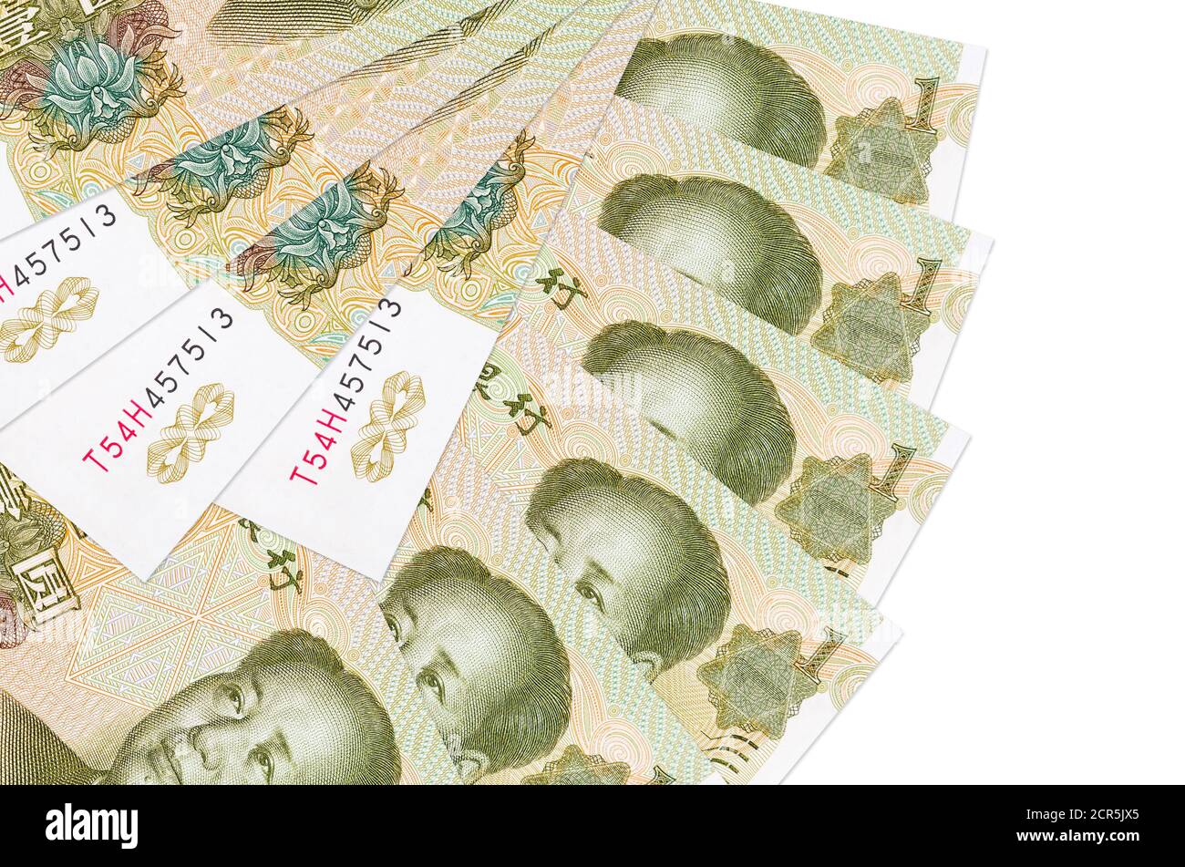 1 Chinese yuan bills lies isolated on white background with copy space ...