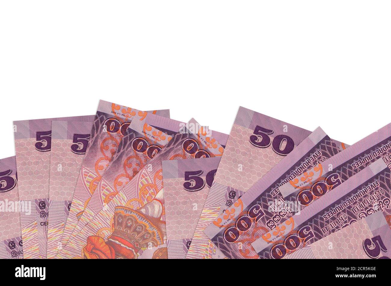 500 Sri Lankan rupees bills lies on bottom side of screen isolated on ...