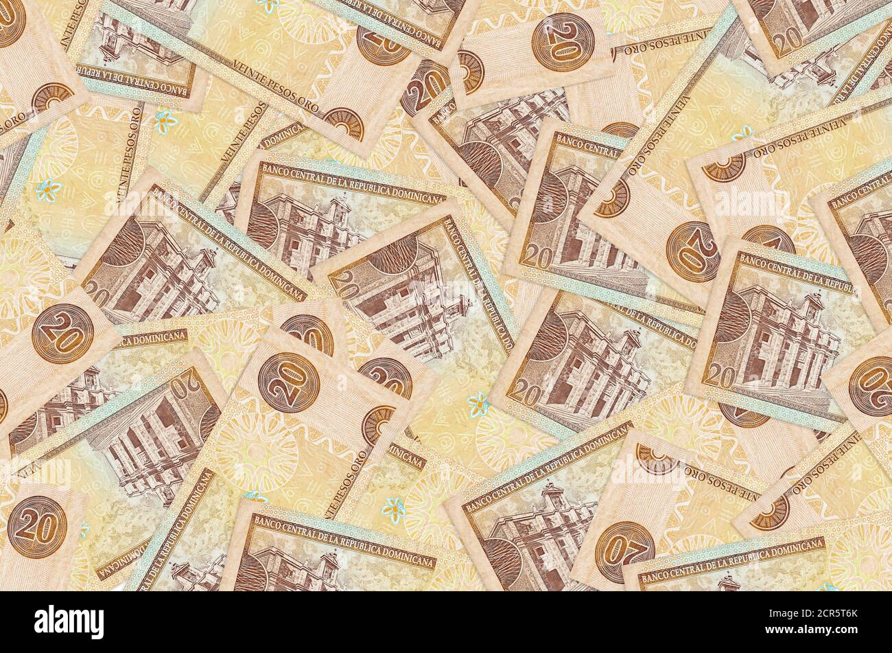 20 Dominican peso bills lies in big pile. Rich life conceptual ...