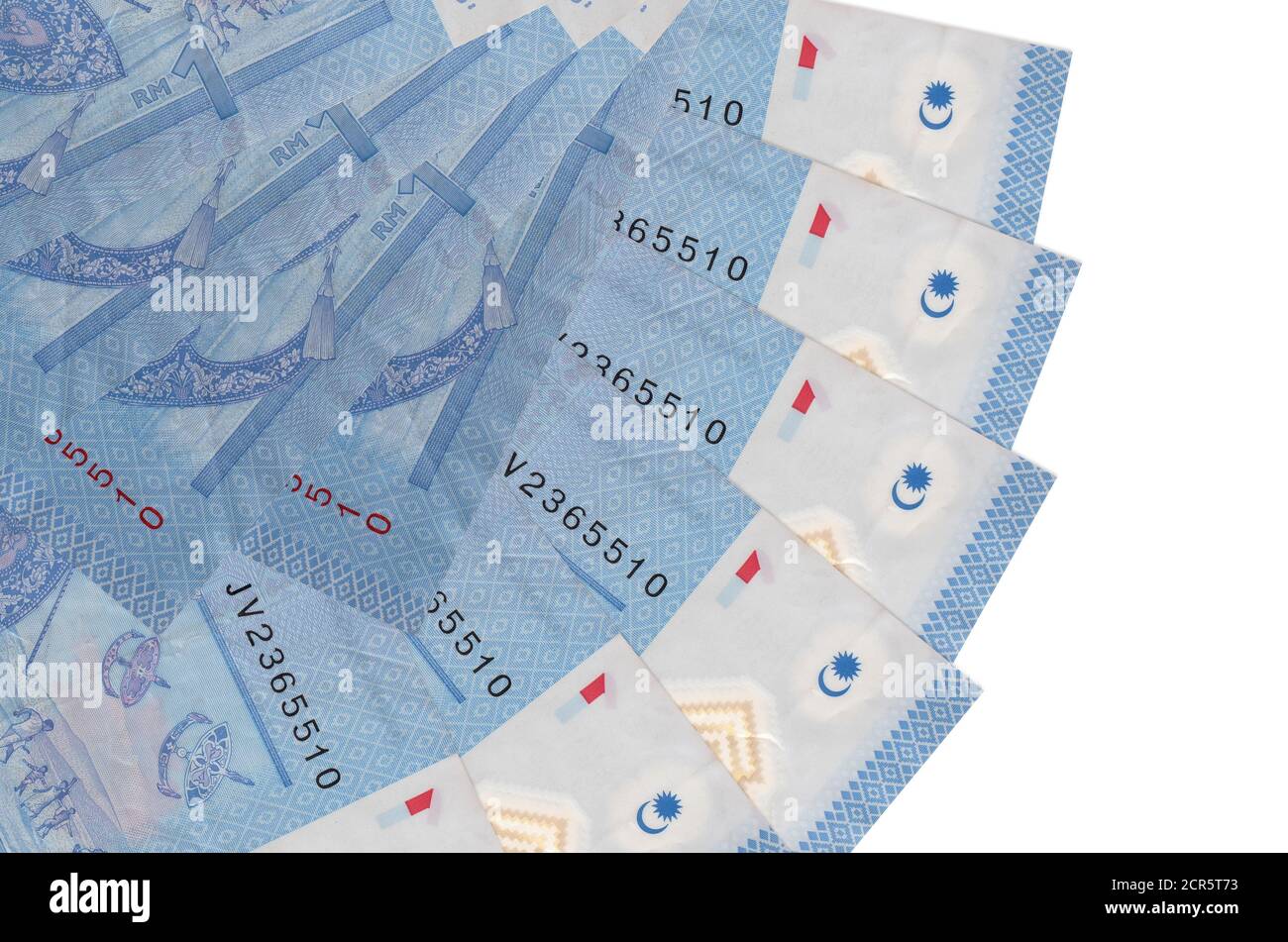 1 Malaysian ringgit bills lies isolated on white background with copy ...