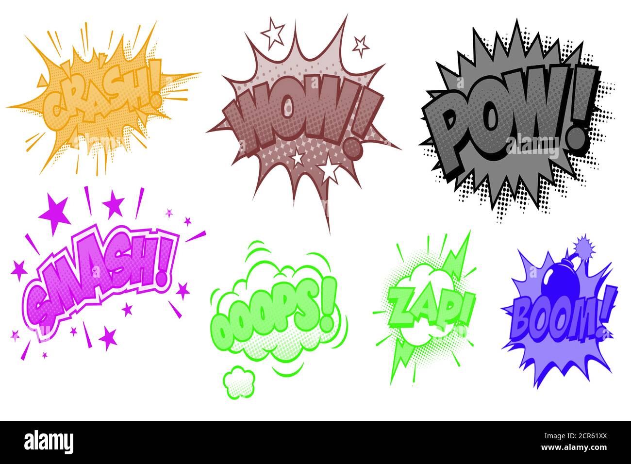 Comics cartoon exclamation effects on transparent background Stock ...