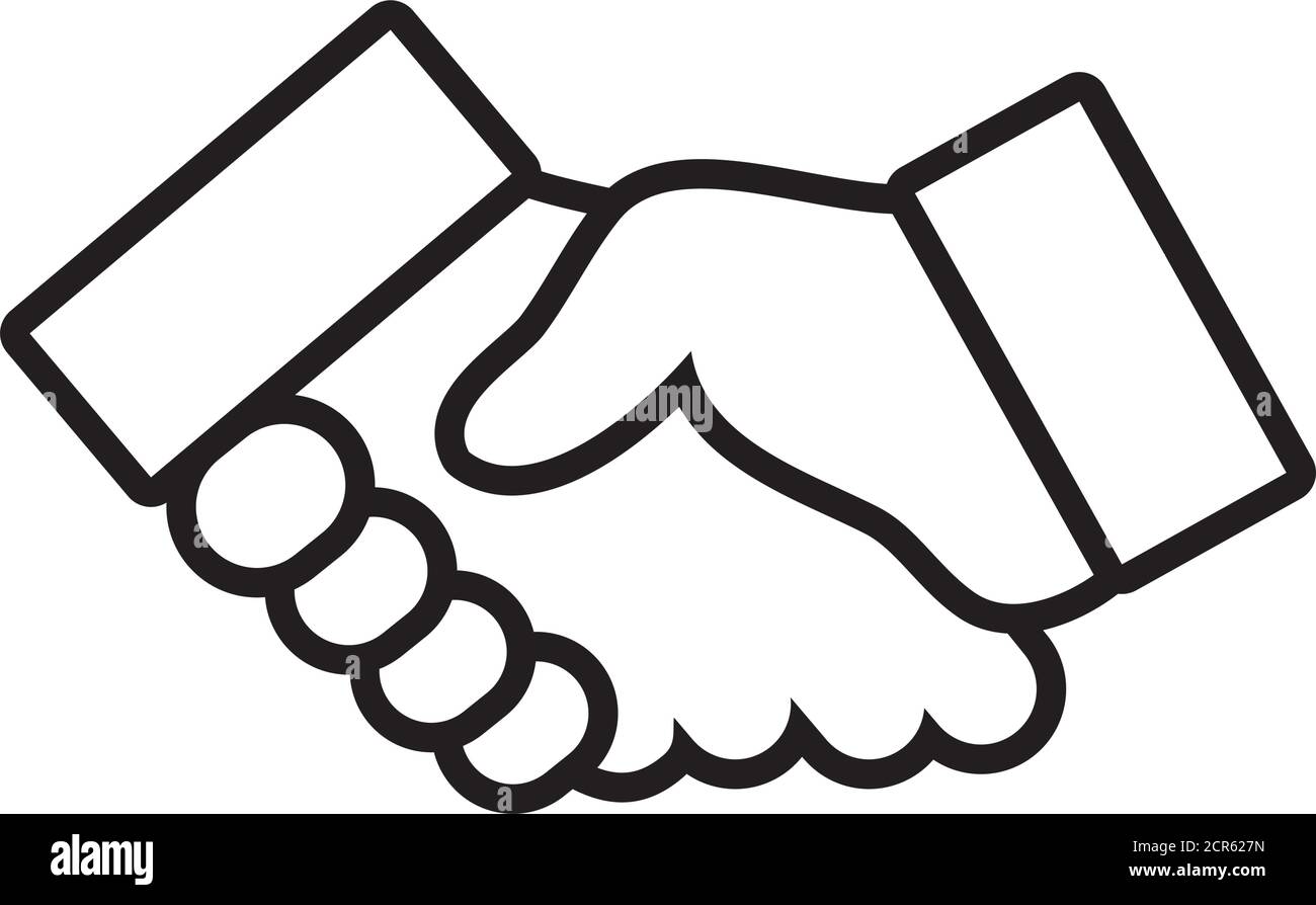 hands shaking icon over white background, line style, vector ...