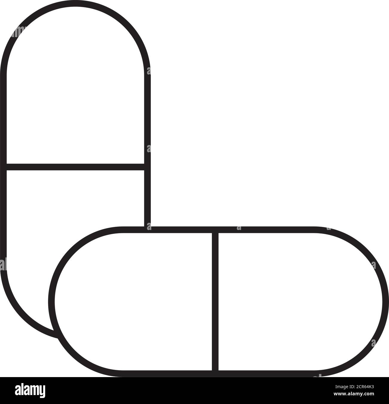 medical capsules icon over white background, line style, vector ...