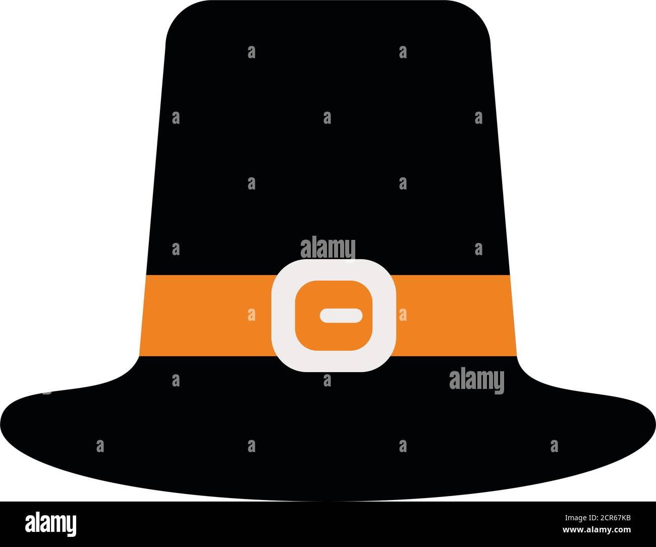 pilgrim hat icon over white background, flat style, vector illustration ...