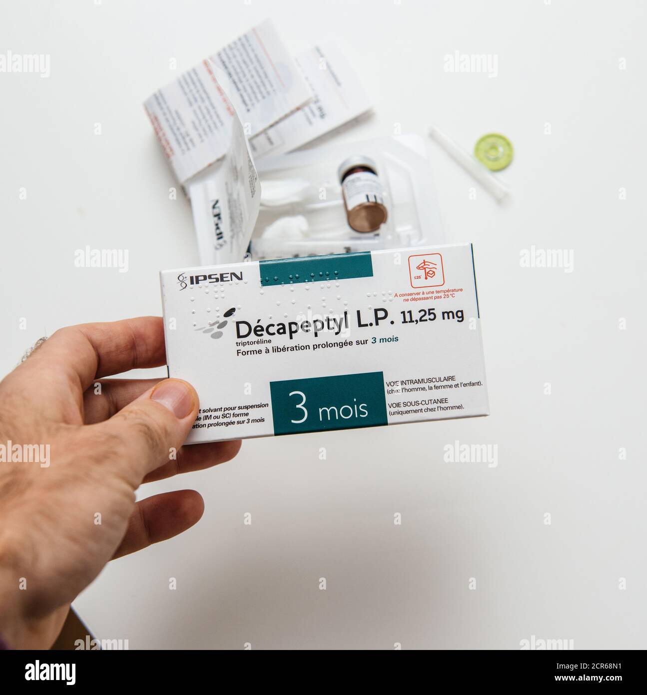 Paris, France - Mar 10, 2018: POV male hand howlind against white ...