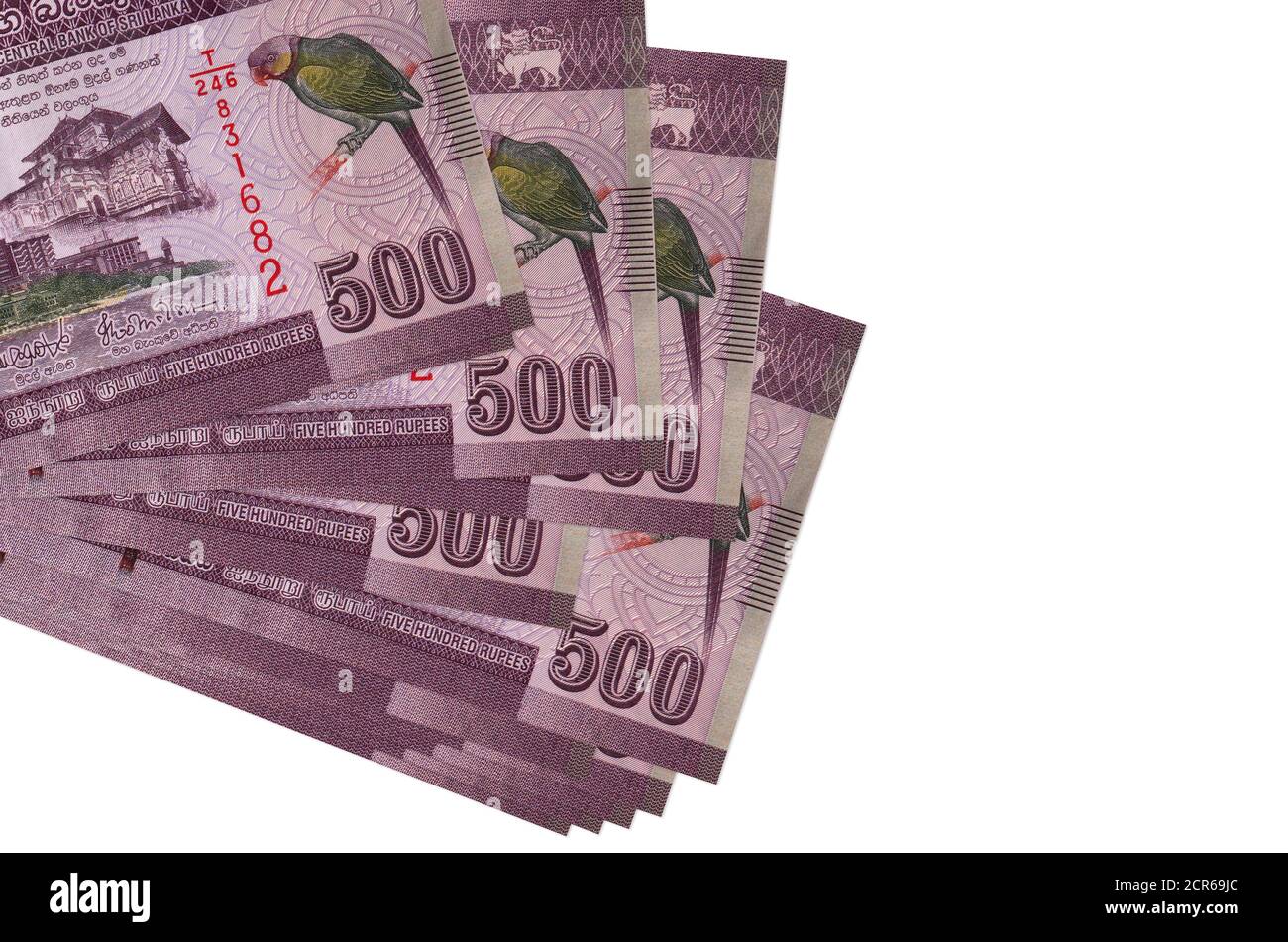 500 Sri Lankan rupees bills lies in small bunch or pack isolated on ...