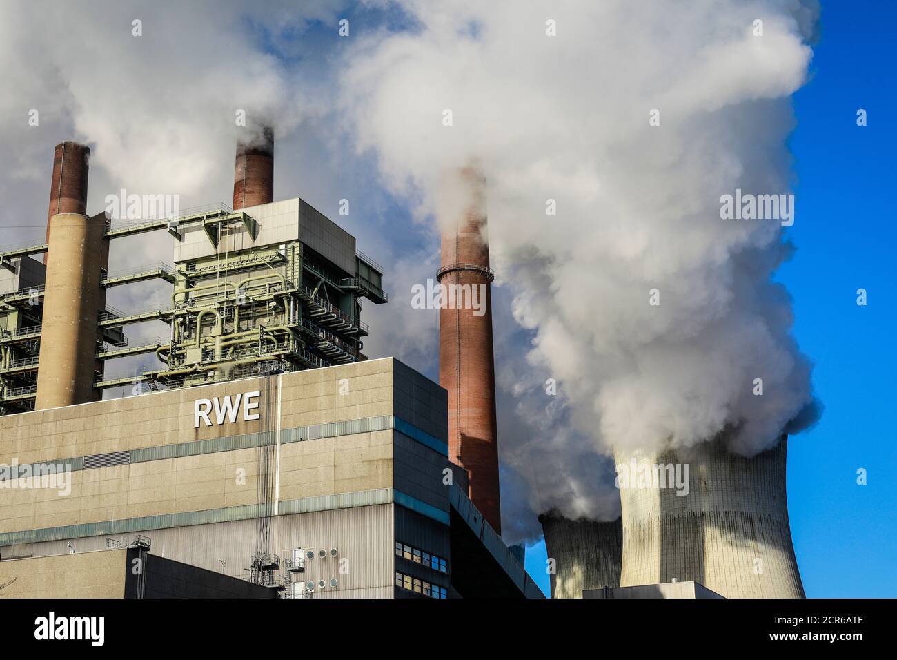 RWE Power AG Neurath power plant, lignite power plant at the RWE open ...