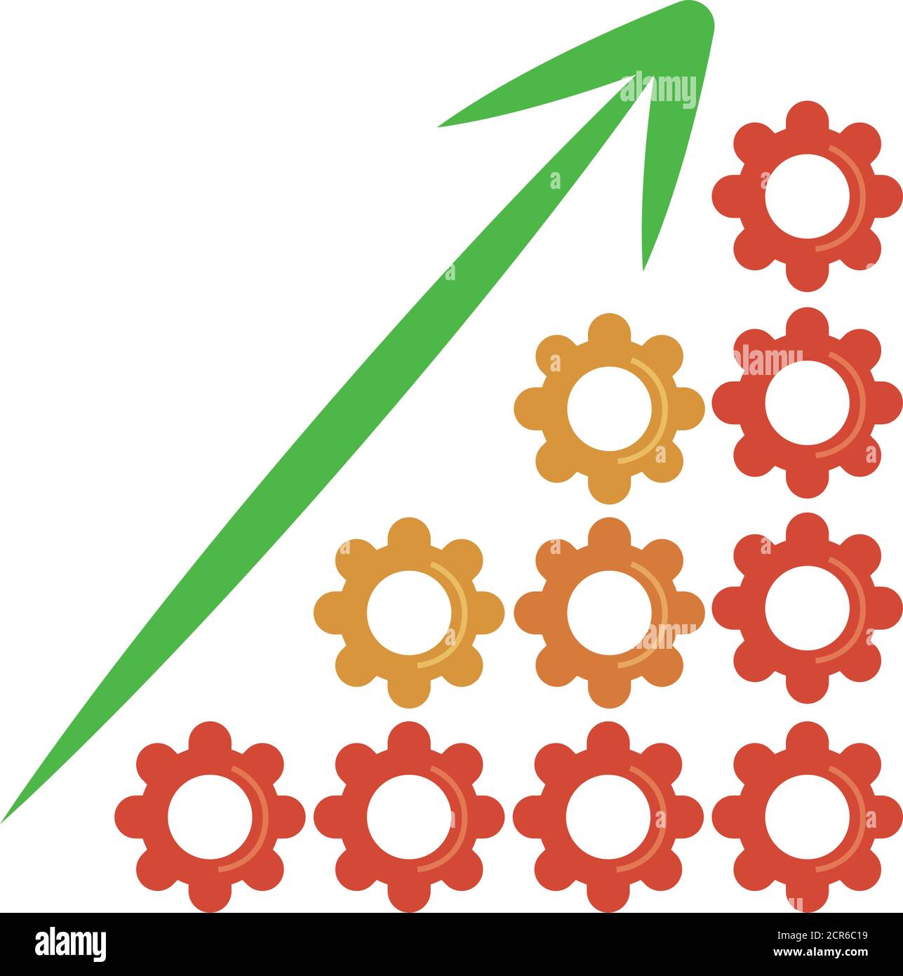 data analysis, graph gears growth arrow financial vector illustration ...