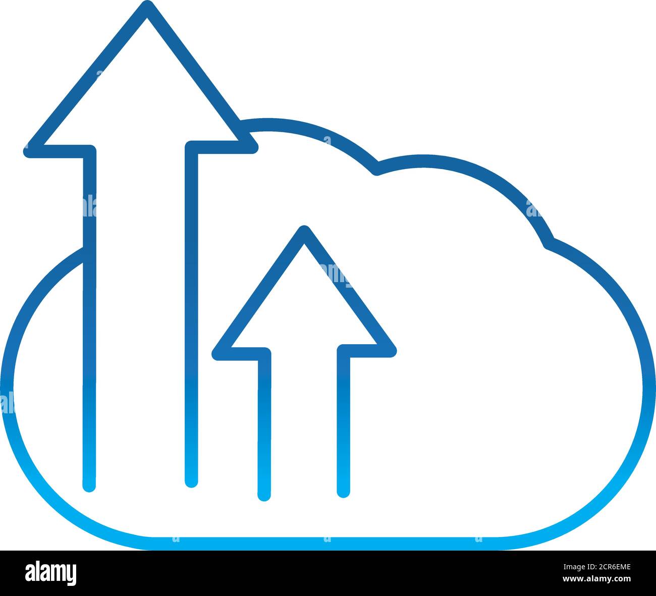 cloud computing upload arrows data digital, gradient blue line icon vector illustration Stock ...