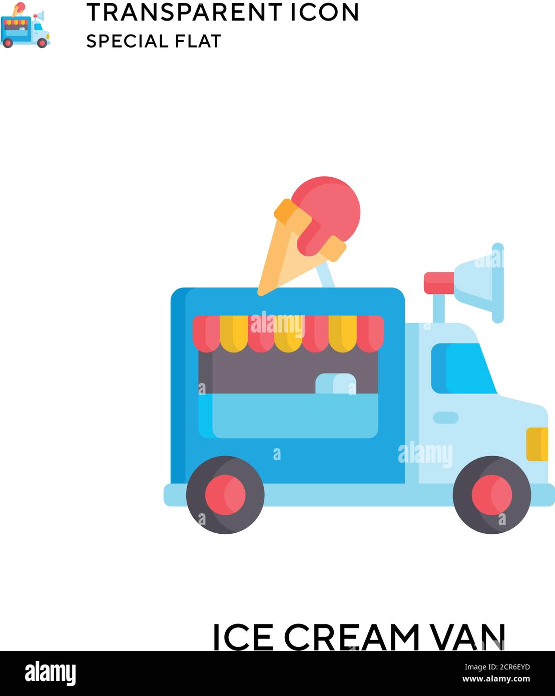 Ice cream van vector icon. Flat style illustration. EPS 10 vector Stock ...
