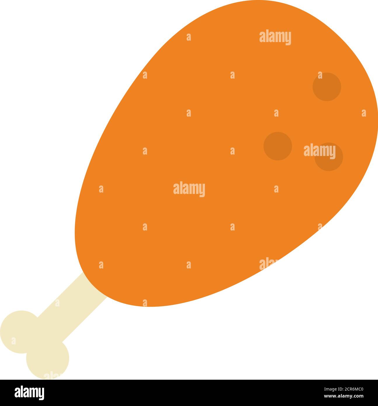 chicken thigh icon over white background, flat style, vector ...