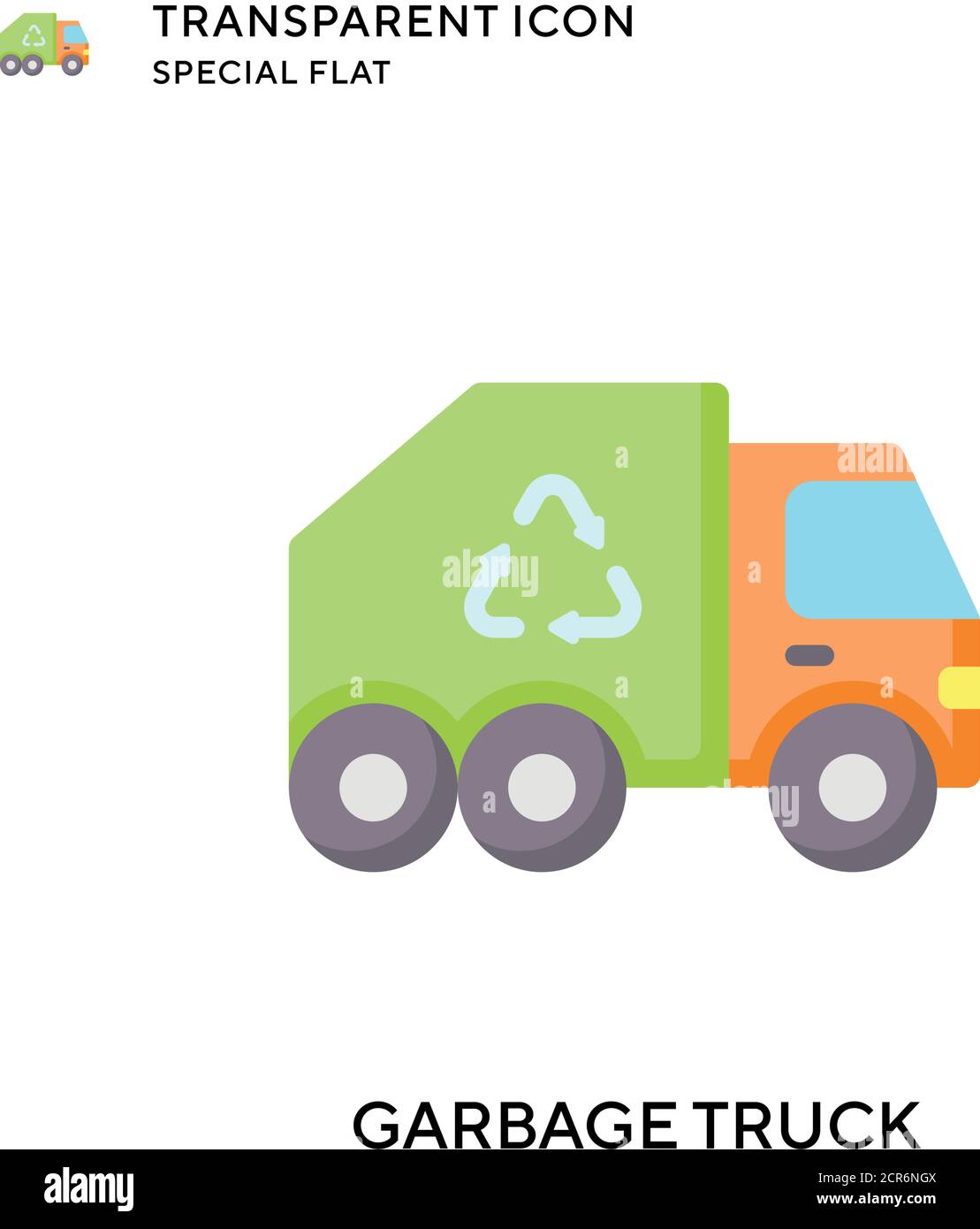 Garbage truck vector icon. Flat style illustration. EPS 10 vector Stock ...