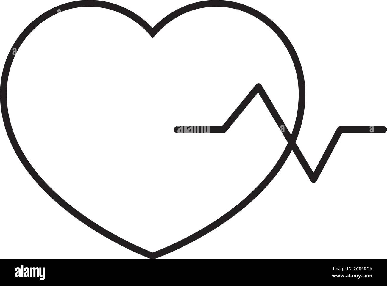 cardio heart icon over white background, line style, vector ...