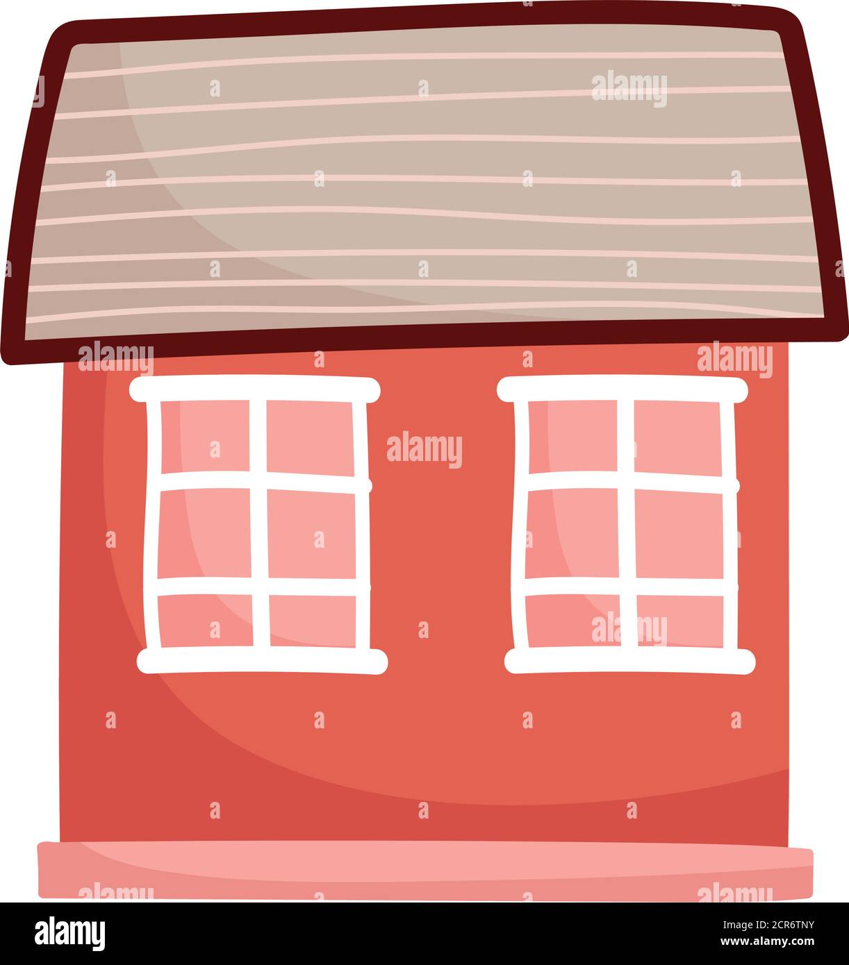 cottage cartoon two windows facade isolated design white background ...