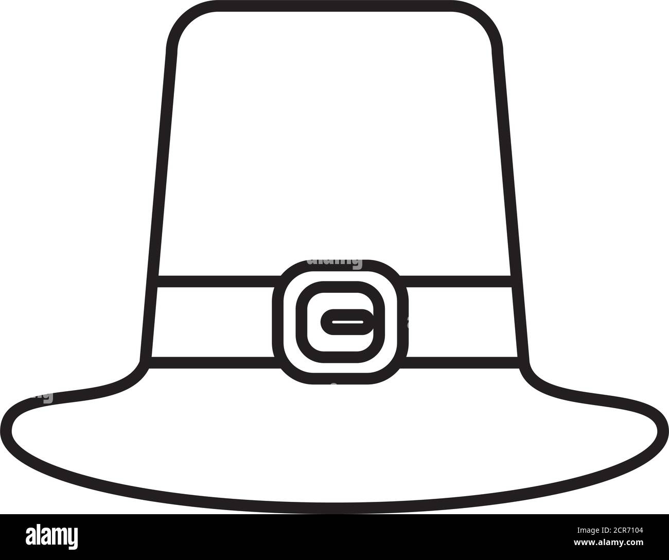 pilgrim hat icon over white background, line style, vector illustration ...