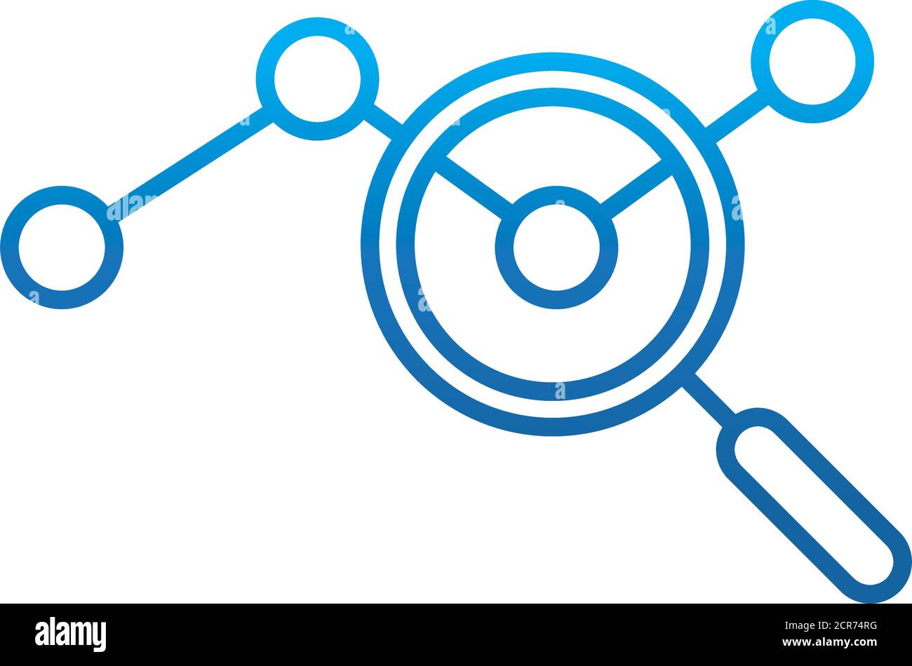 data analysis, magnifier dotted line chart marketing vector ...