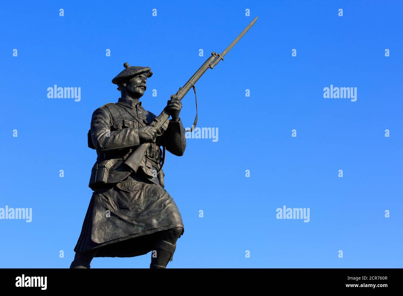 Close-up of a statue of a World War I Black Watch sergeant designed by ...