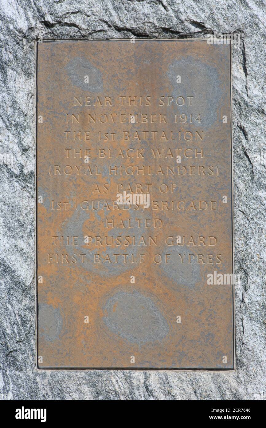 Close-up of a commemorative plaque with the regimental emblem of the ...