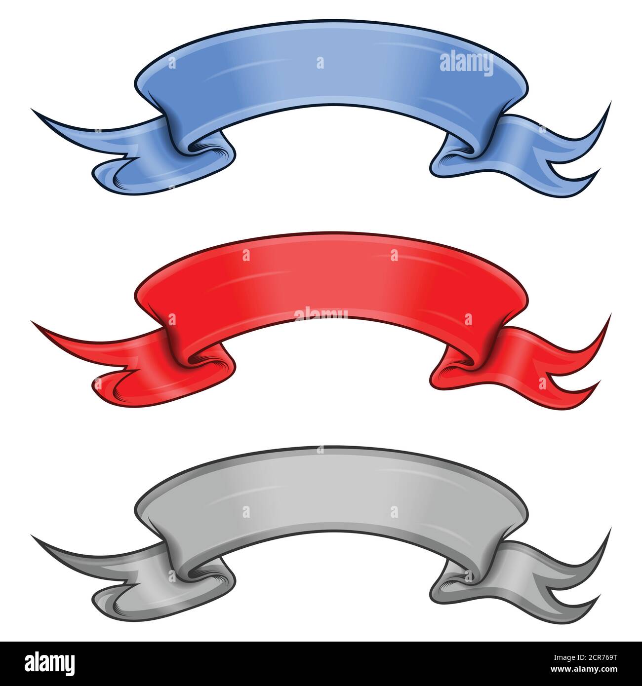 Blue ribbon illustration with gradients and shadows all on white ...