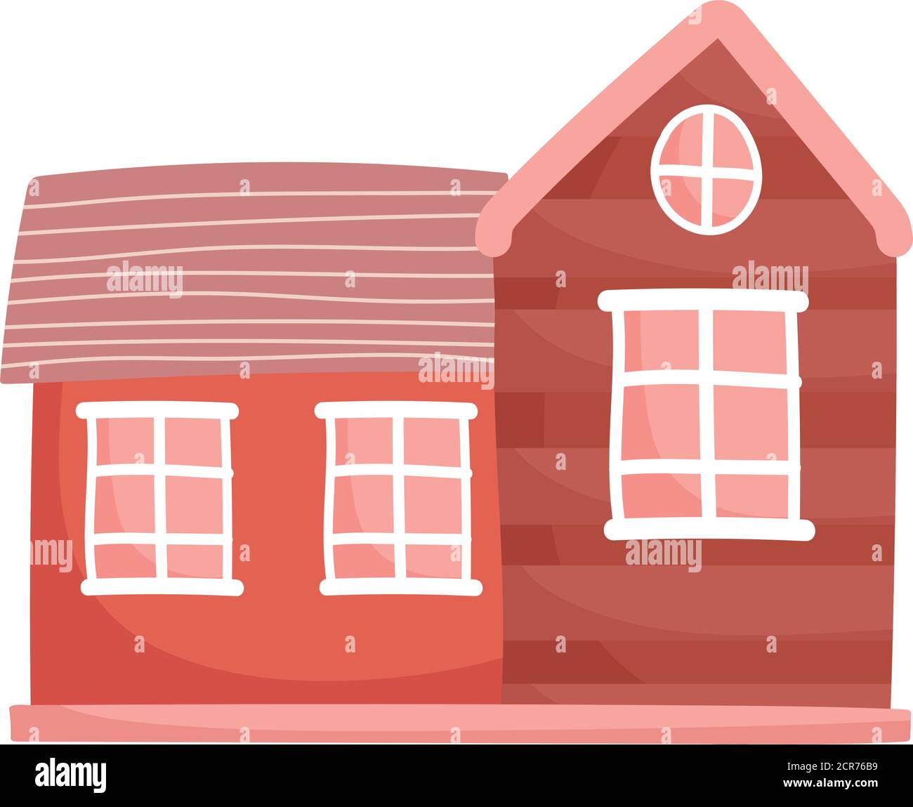cartoon rural house rustic isolated design white background vector ...