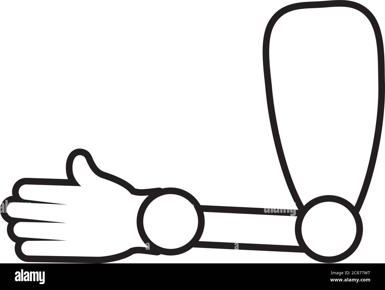 disabilities concept, Prosthetic arm icon over white background, line ...
