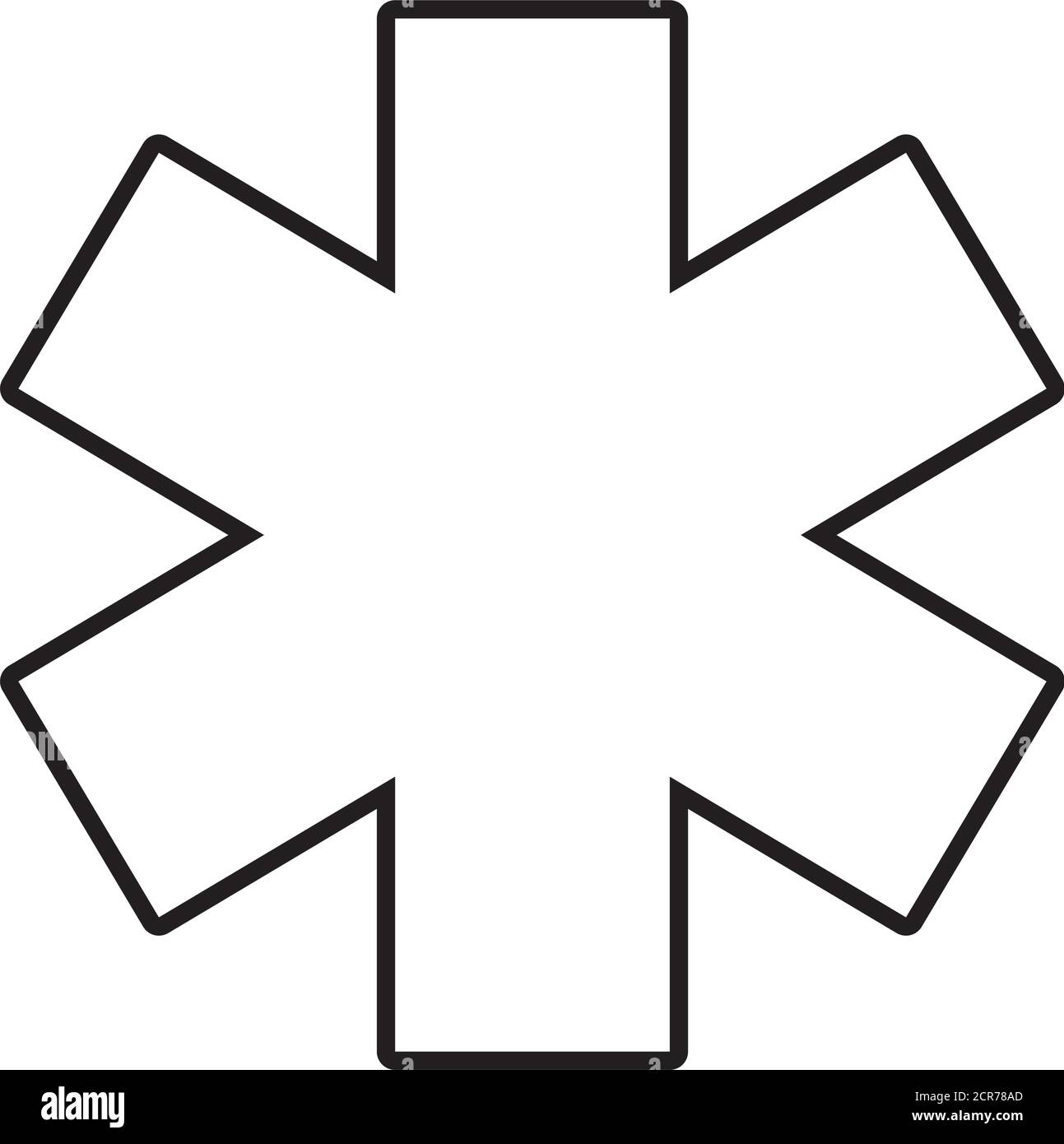 emergency medical star icon over white background, line style, vector ...