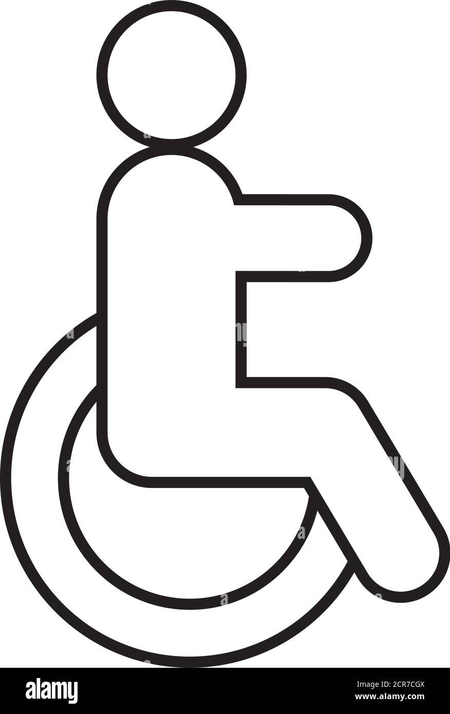 wheelchair symbol icon over white background, line style, vector ...