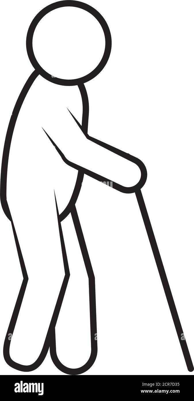 Man walking with the help of a cane Cut Out Stock Images & Pictures - Alamy