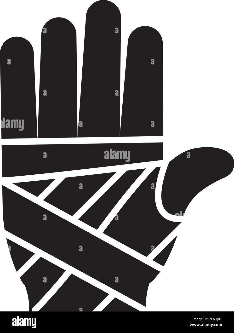 hand with bandages icon over white background, silhouette style, vector ...