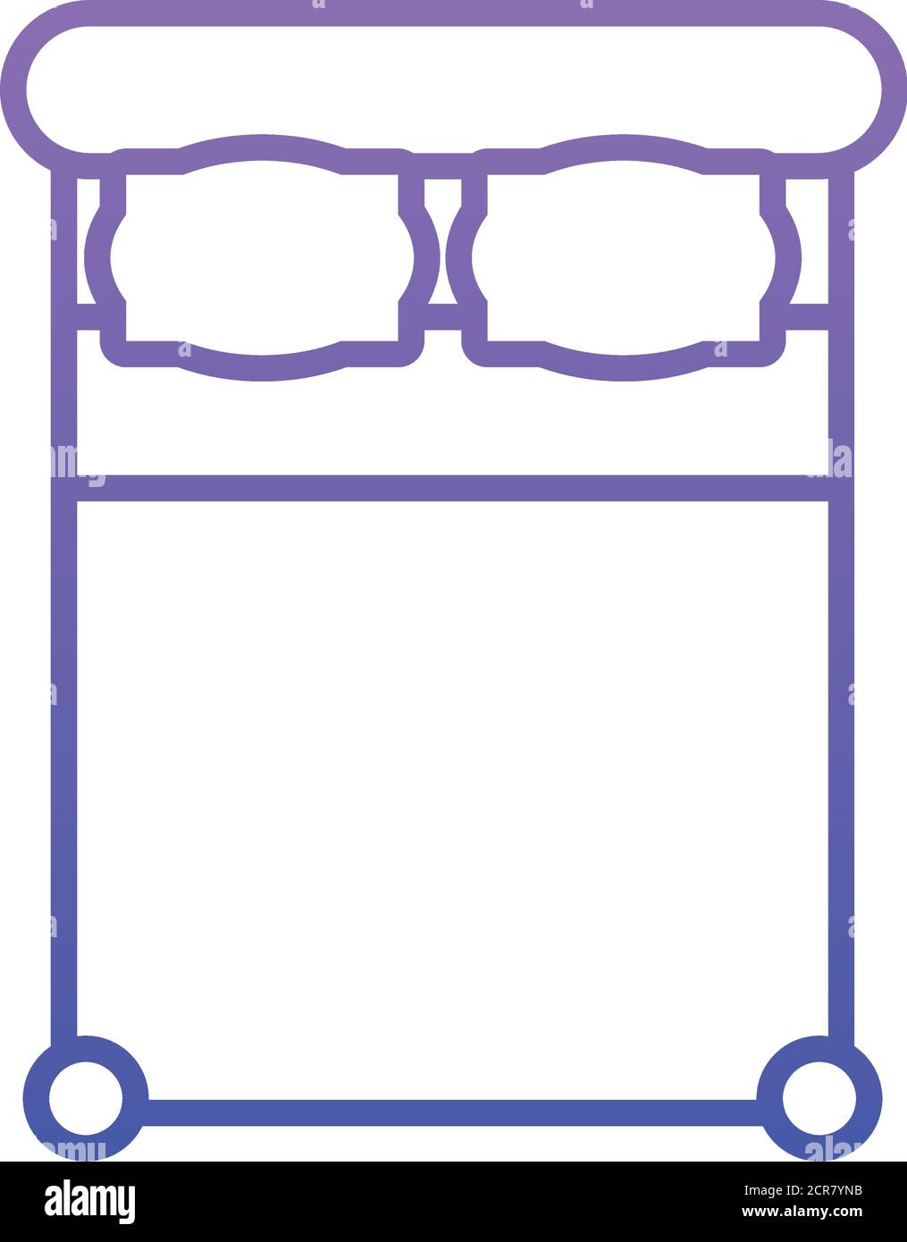 top view of double bed icon over white background, gradient style ...