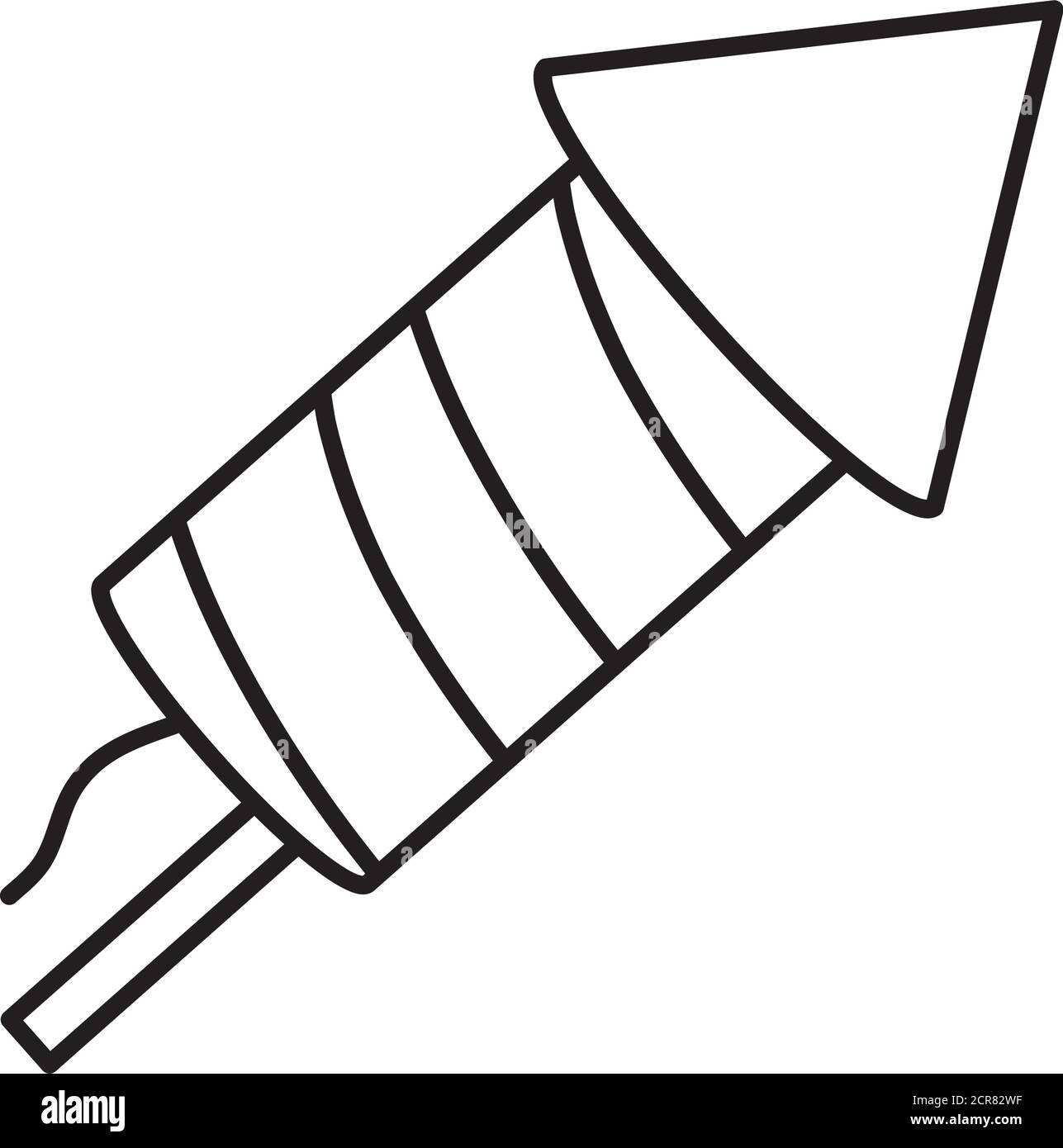 firework rocket icon over white background, line style, vector ...