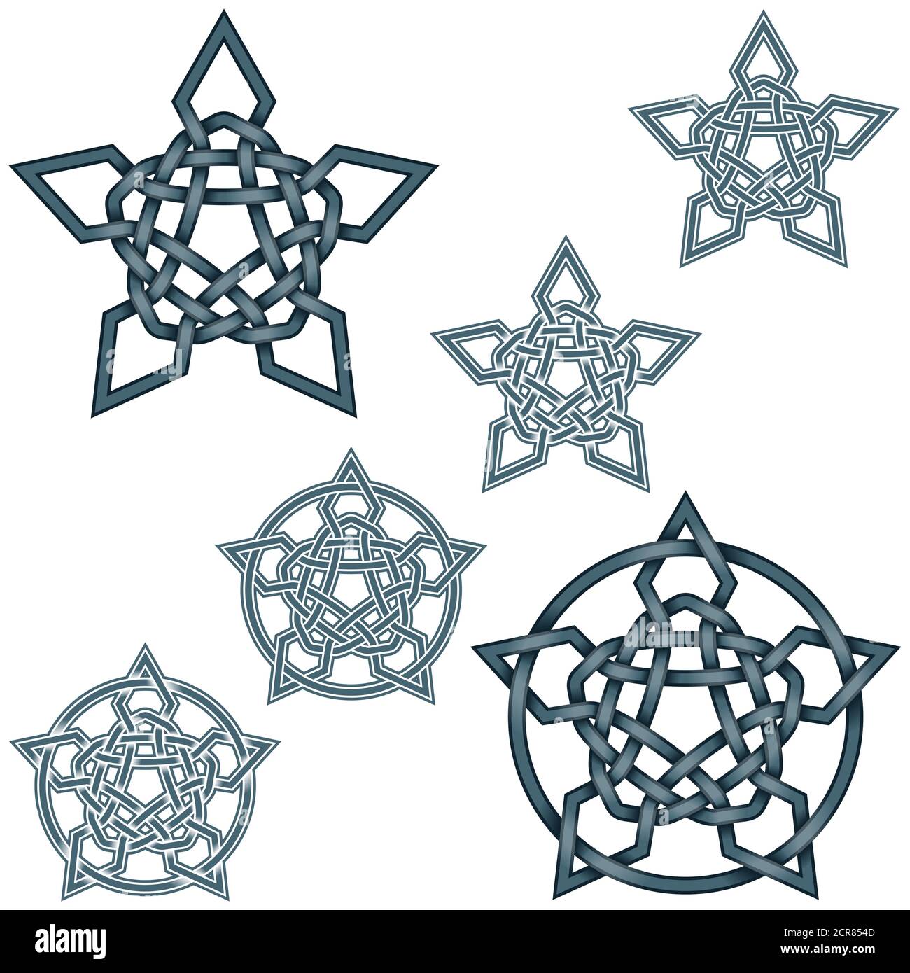 Vector illustration of intertwined stars in Celtic style surrounded by ...