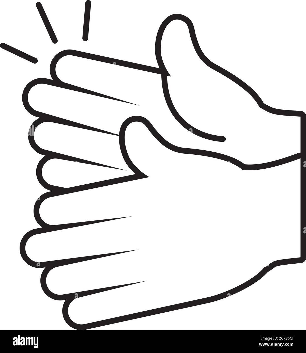 hands clapping icon over white background, line style, vector ...