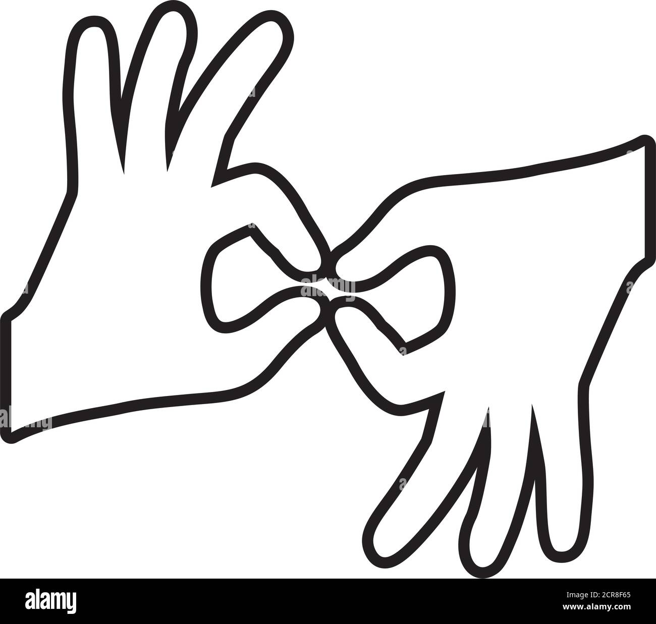 hands sign language icon over white background, line style, vector ...